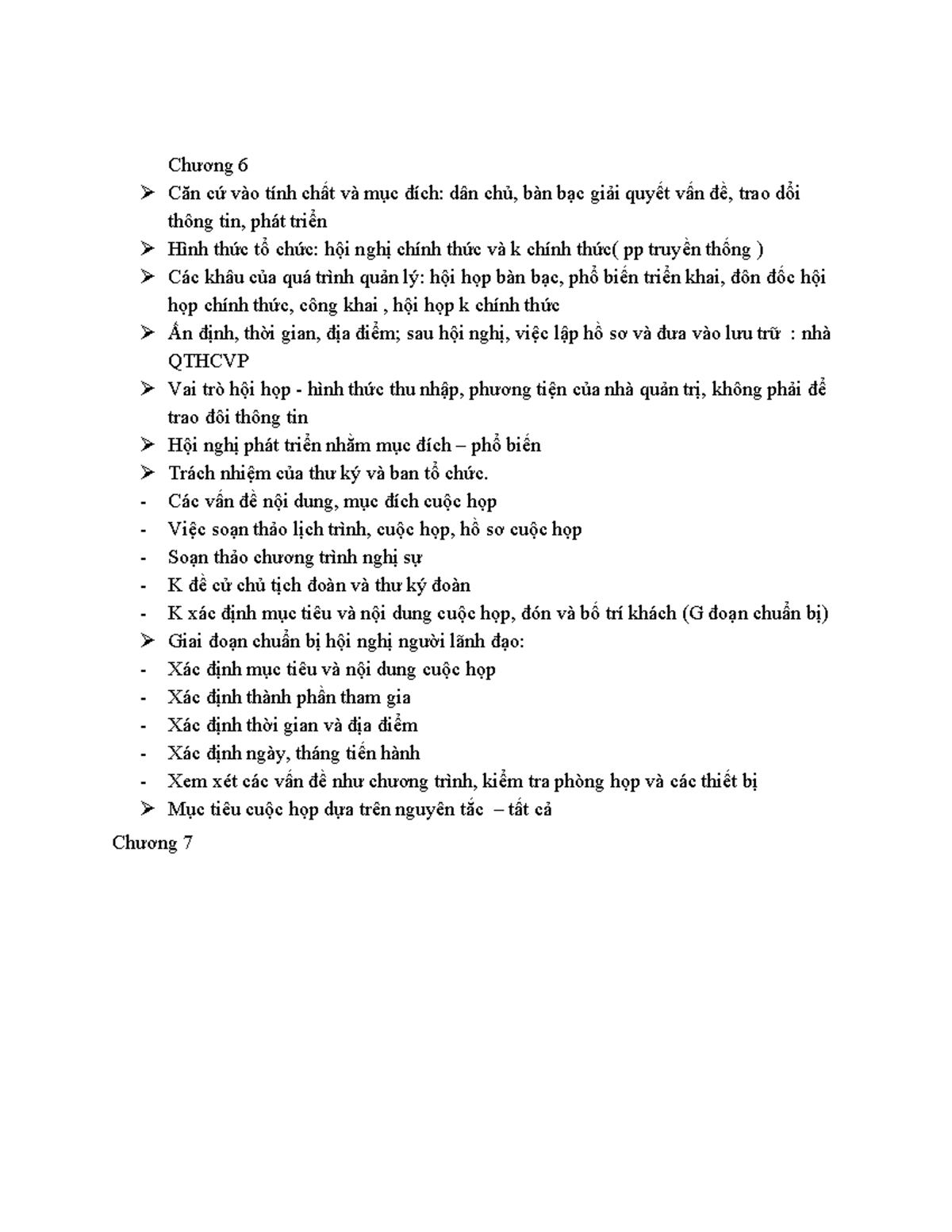 Chú ý Chương 6: Quy Trình Tổ Chức Hội Nghị - 10101010010 - Studocu
