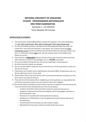 Midterm solutions - nil - EE2211: Spring 2023 Midterm Questions 1 True/False Questions An a ne ...