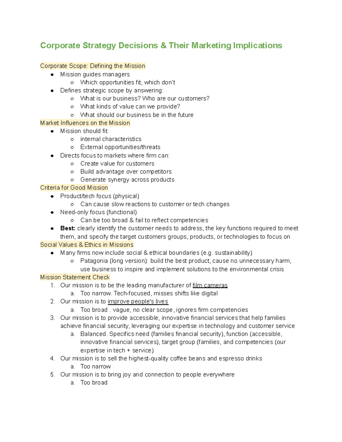 Corporate Strategy & Marketing Implications: A Comprehensive Overview ...