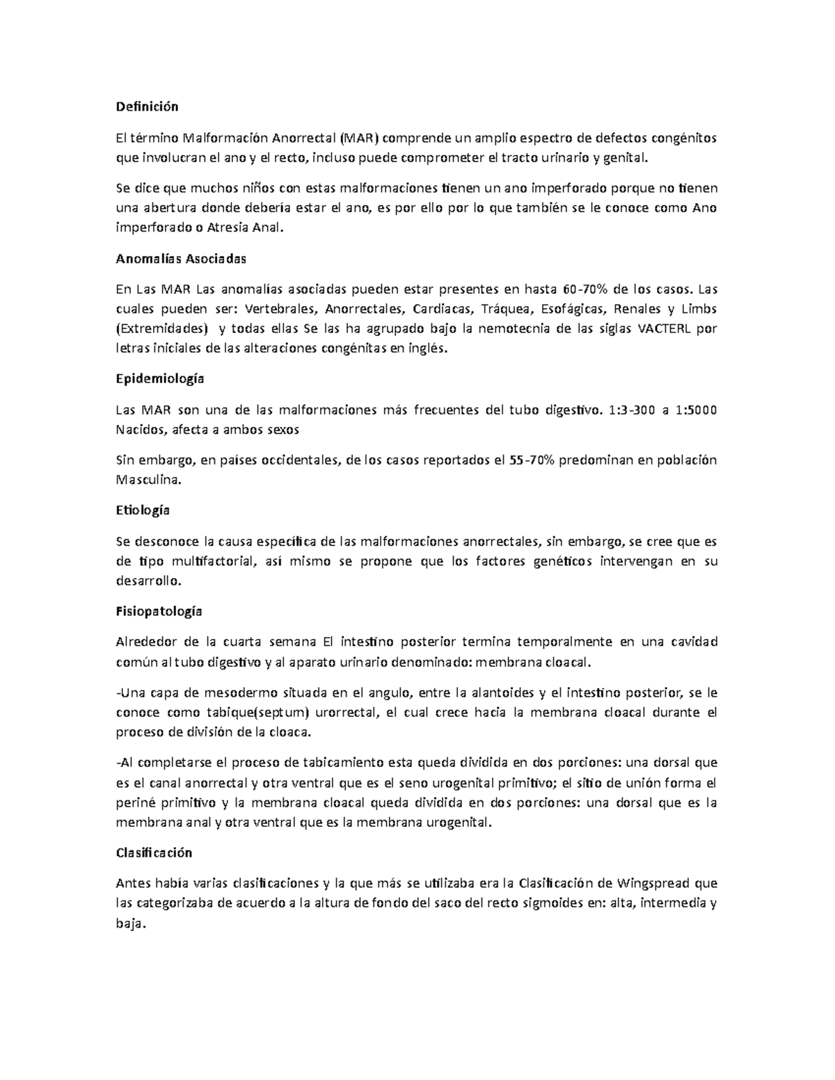 Anoimperforado-escrito - Deinición El término Malformación Anorrectal ...