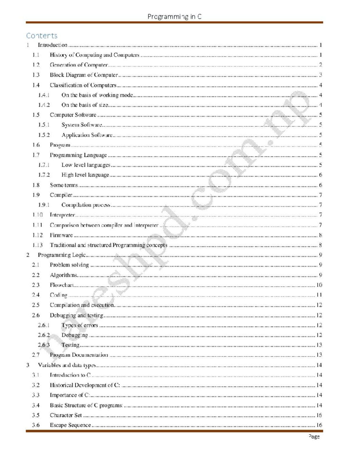 Programming in C: Comprehensive Guide and Concepts - Studocu