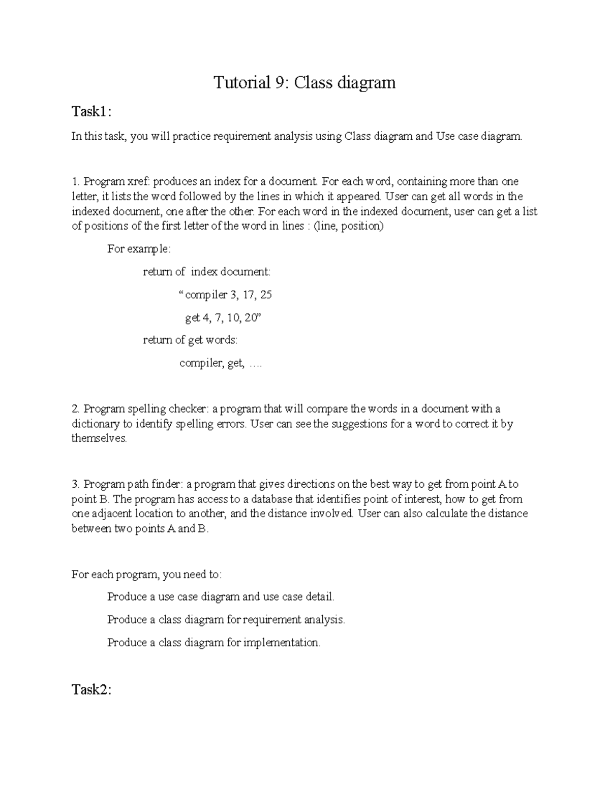 Tutorial 09 - Software Engineering - Tutorial 9: Class diagram Task1 ...