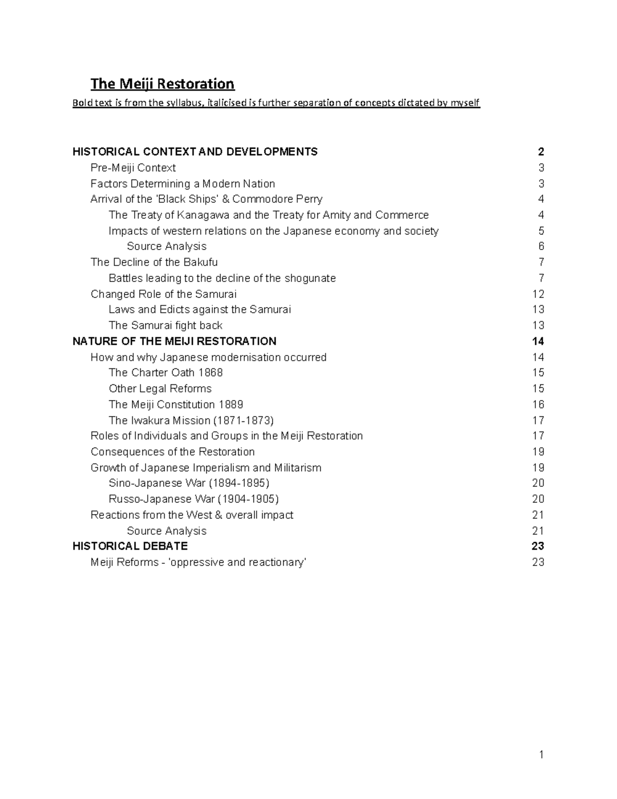 The Meiji Restoration: Historical Context and Key Developments - Studocu