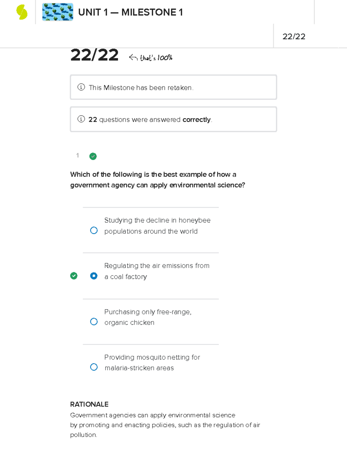 Sophia Environmental Science Milestone 1 Study Guide - Studocu