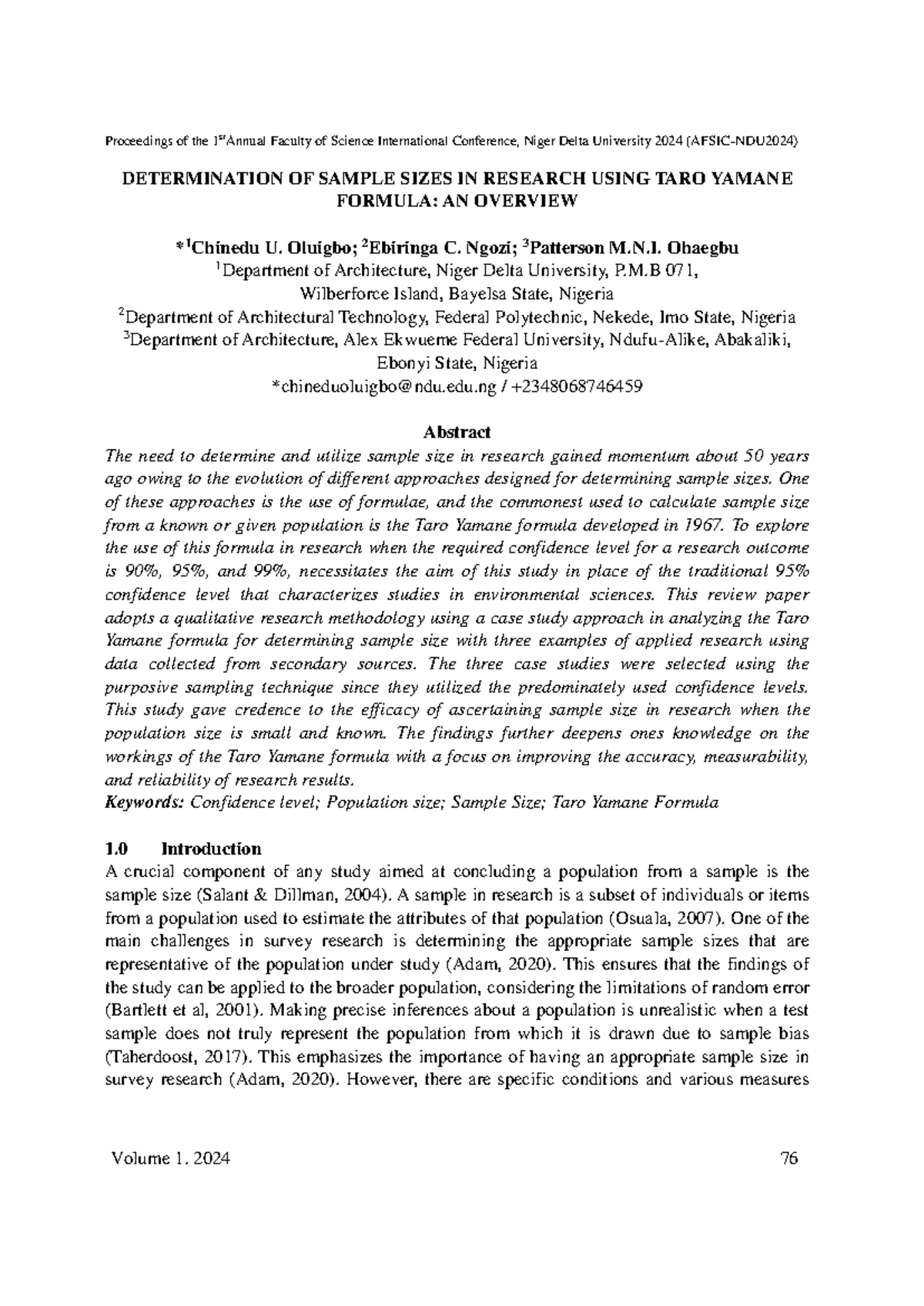 Determination of Sample Sizes in Research Using Taro Yamane Formula: An ...