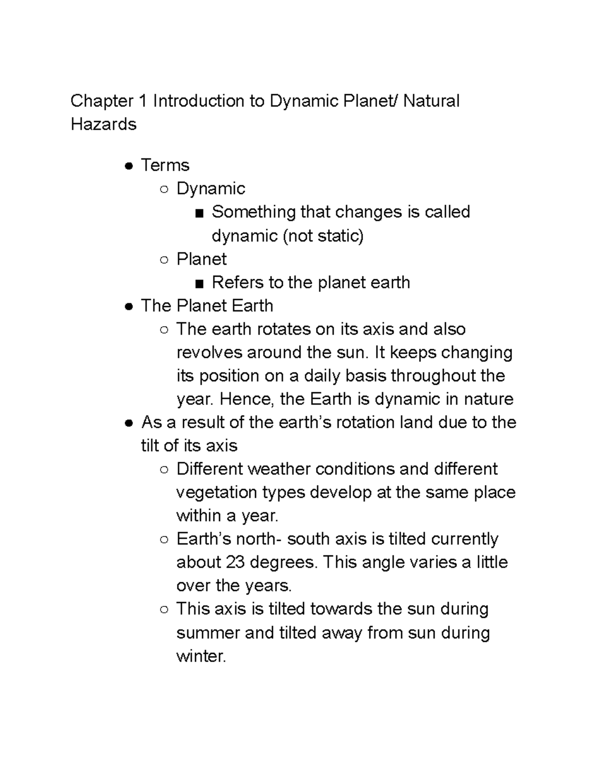 Geog 103: Reading Notes on Dynamic Planet & Natural Hazards - Studocu