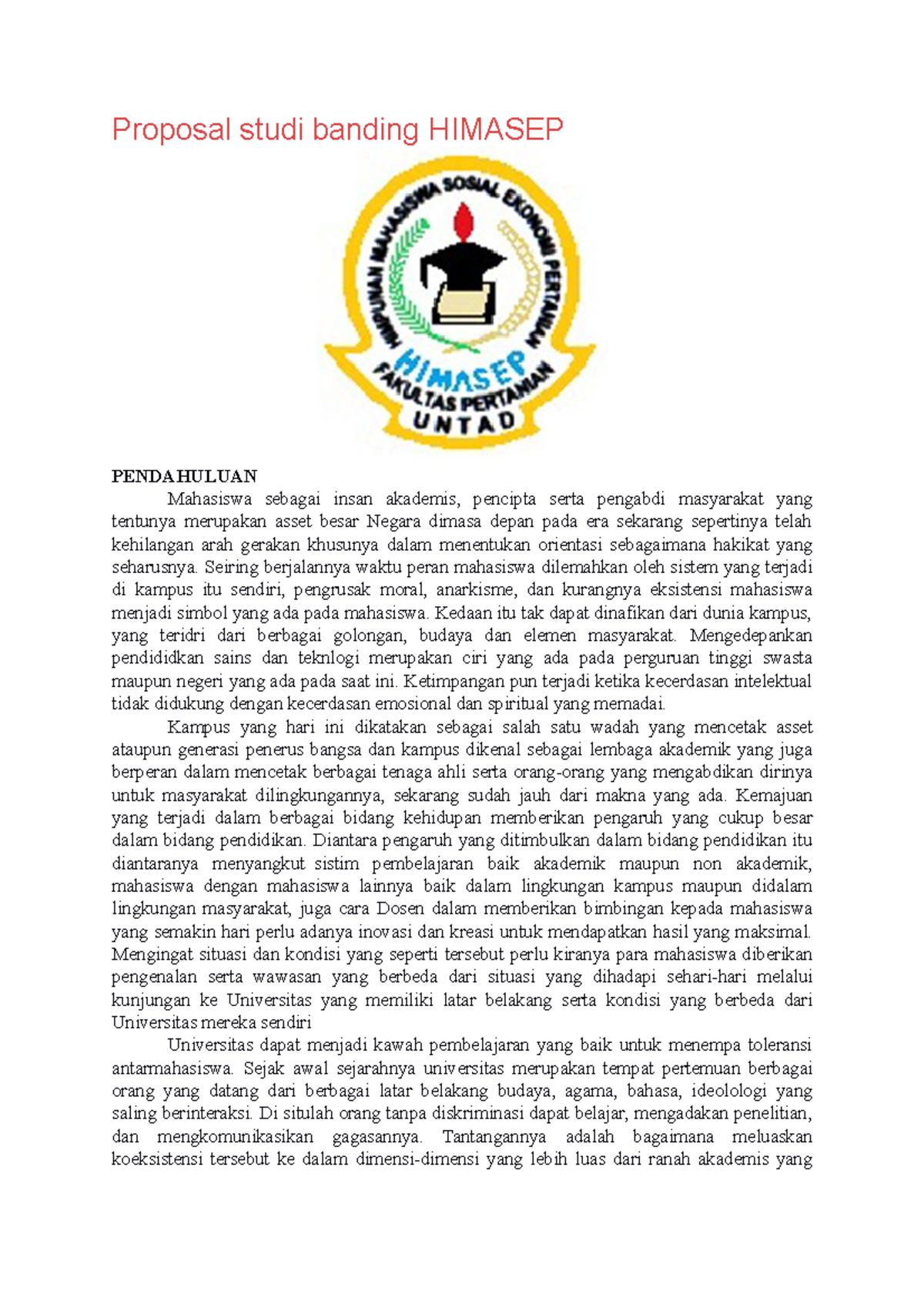 Proposal Studi Banding HIMASEP: Peningkatan Pembelajaran Agribisnis ...