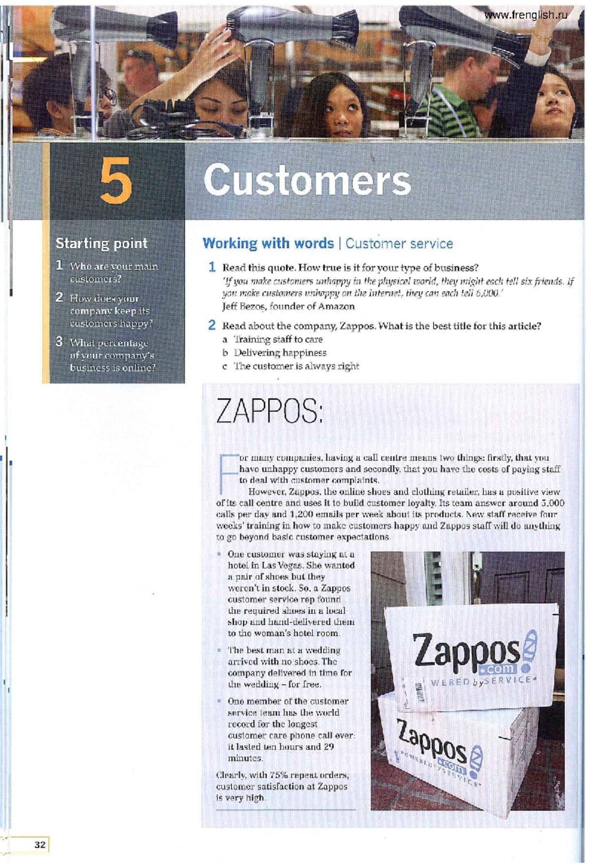 Customers - Business Vocabulary: Understanding Zappos' Customer Service ...