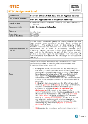 BTEC Ext-Assignment 14A - BTEC Assignment Brief Qualification BTEC ...