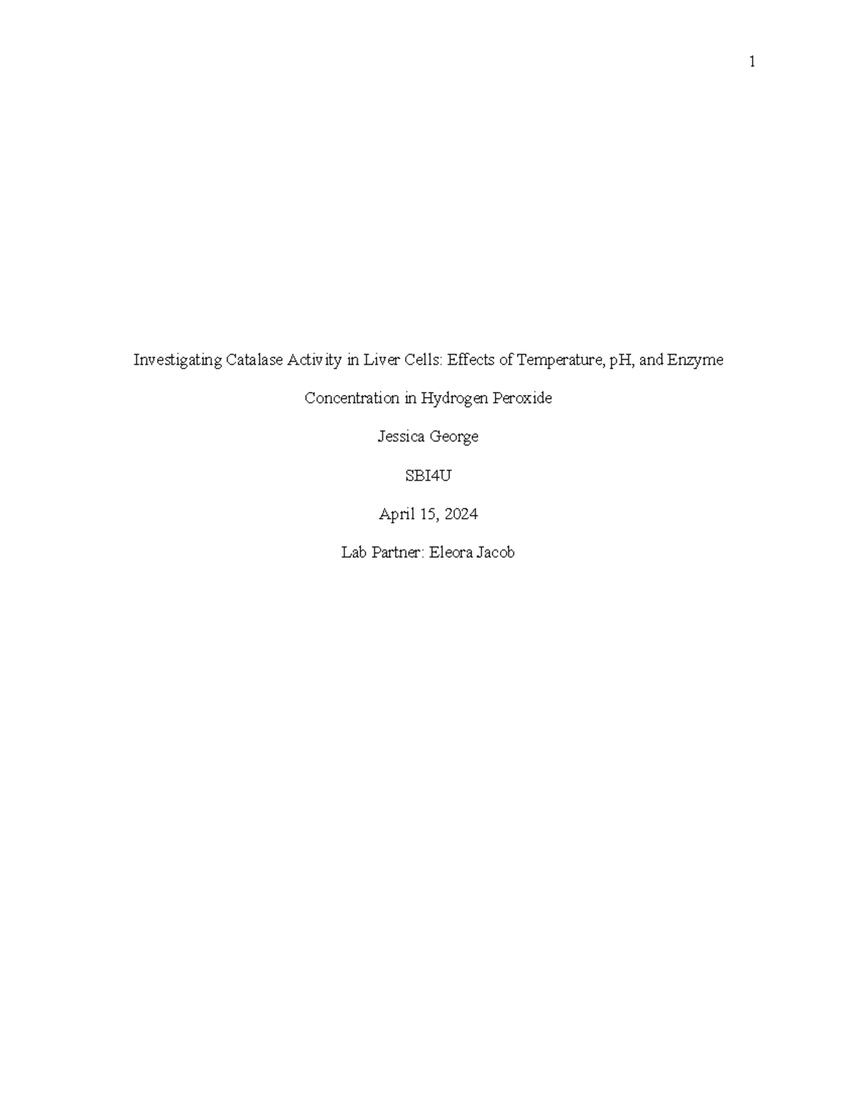 SBI4U Catalase Lab Writeup: Investigating Enzyme Activity Factors - Studocu