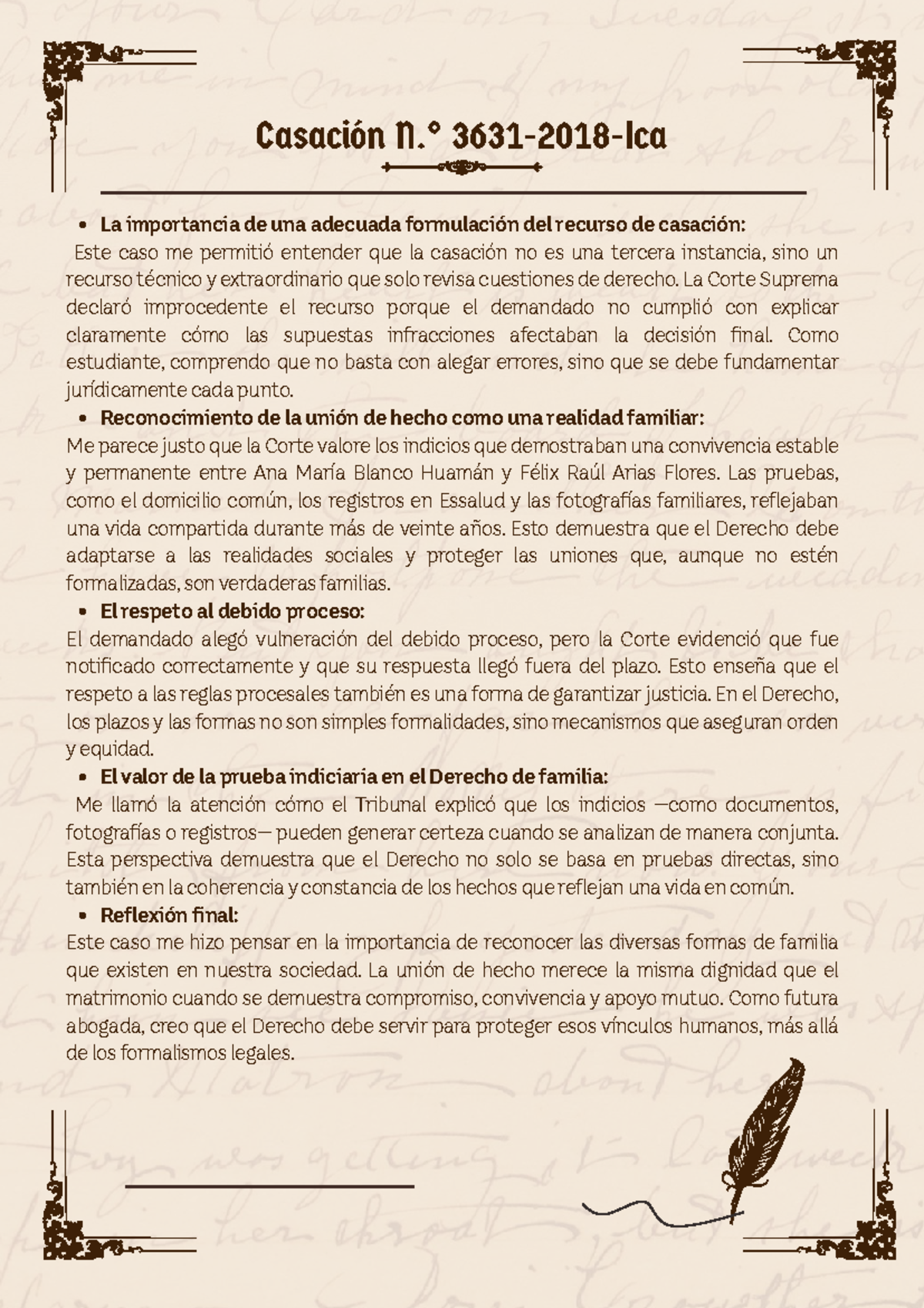 Casación y Derecho Familiar: Reflexiones sobre el Caso 11 - Studocu