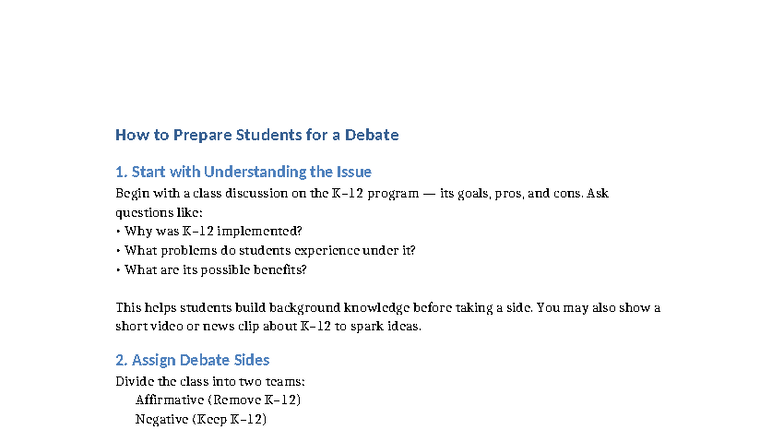 Debate Preparation Guide EAPP: Strategies for Student Success - Studocu