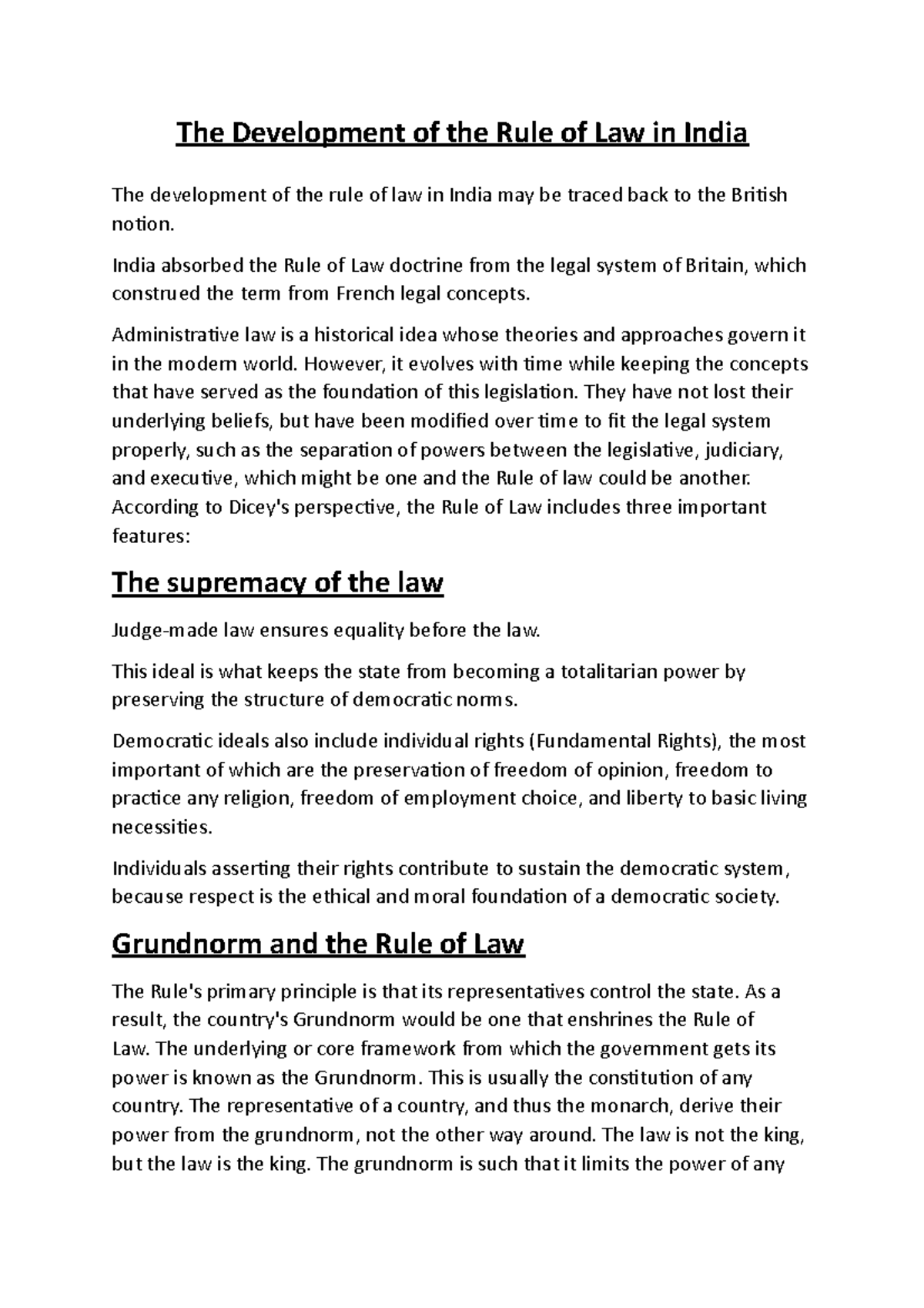 The Development of the Rule of Law in India - India absorbed the Rule ...