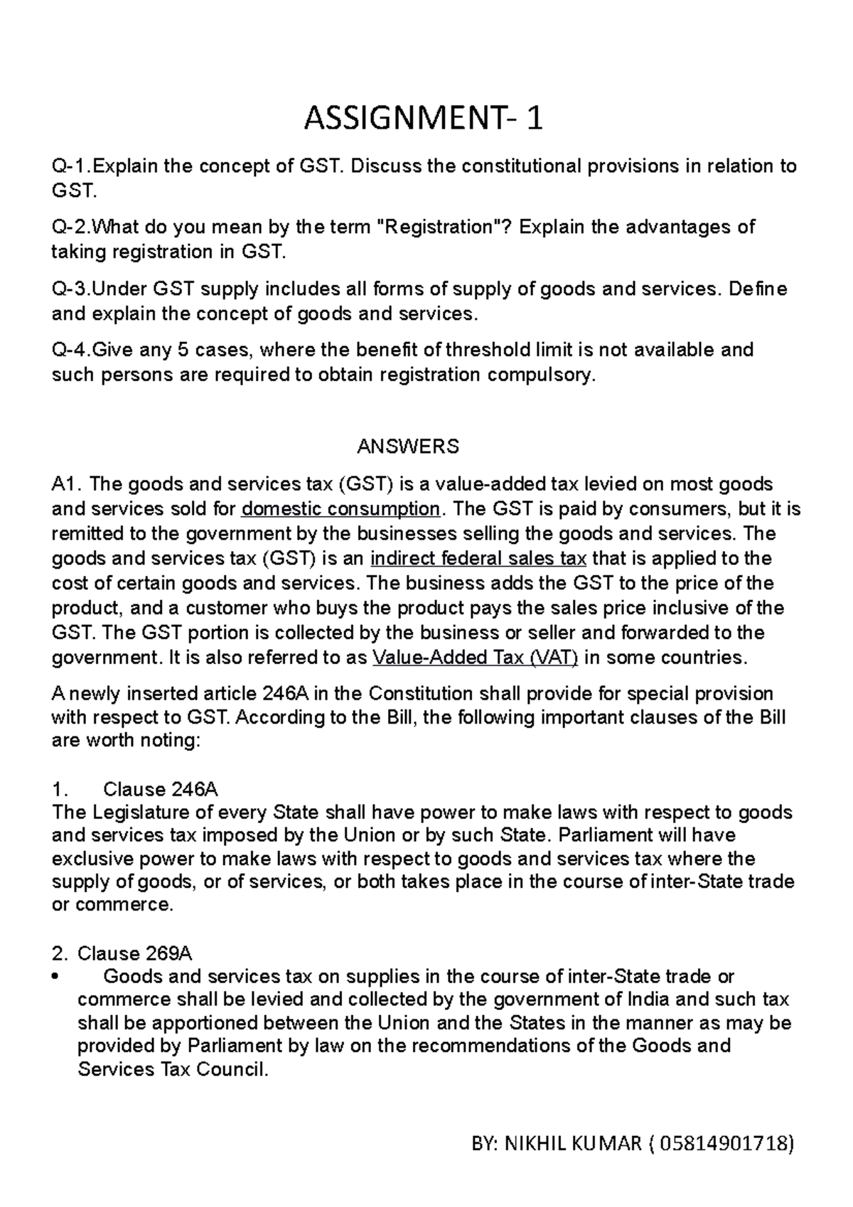GST Assignment: Key Concepts, Provisions & Registration Requirements ...