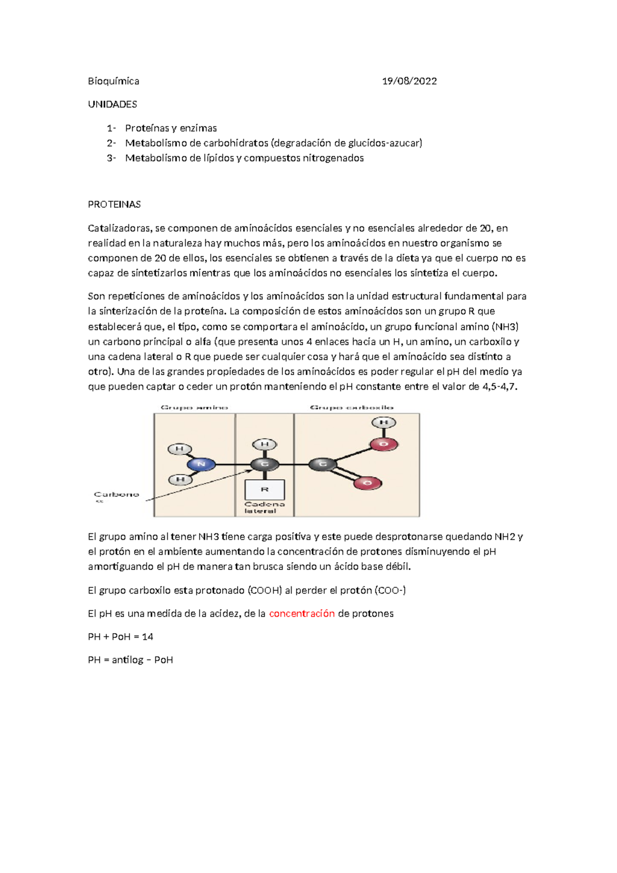 Bioquimica 1 - Resumen de bioquímica primera unidad - Bioquímica 19/08 ...