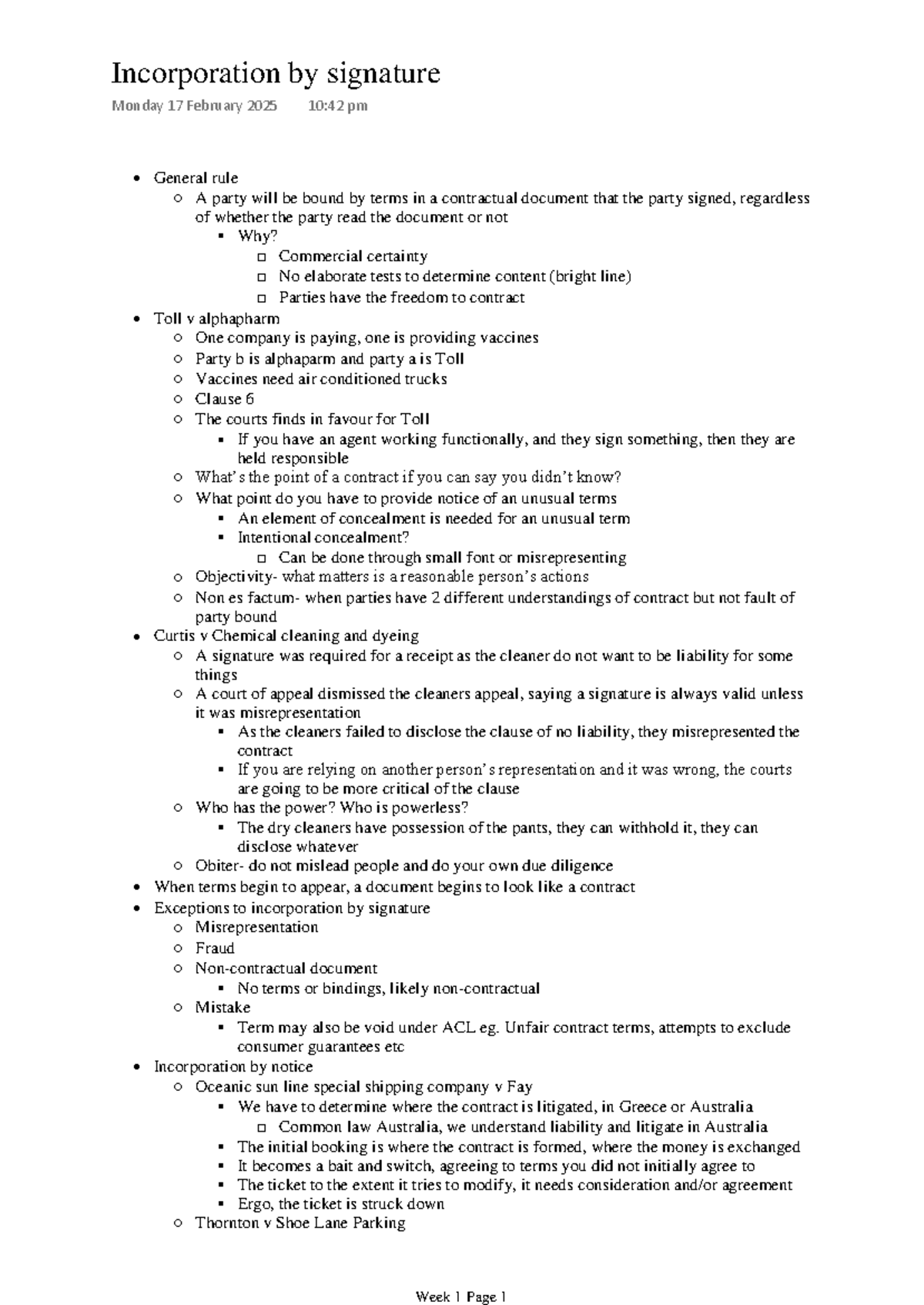 Incorporation by Signature: Key Principles and Case Law Analysis - Studocu