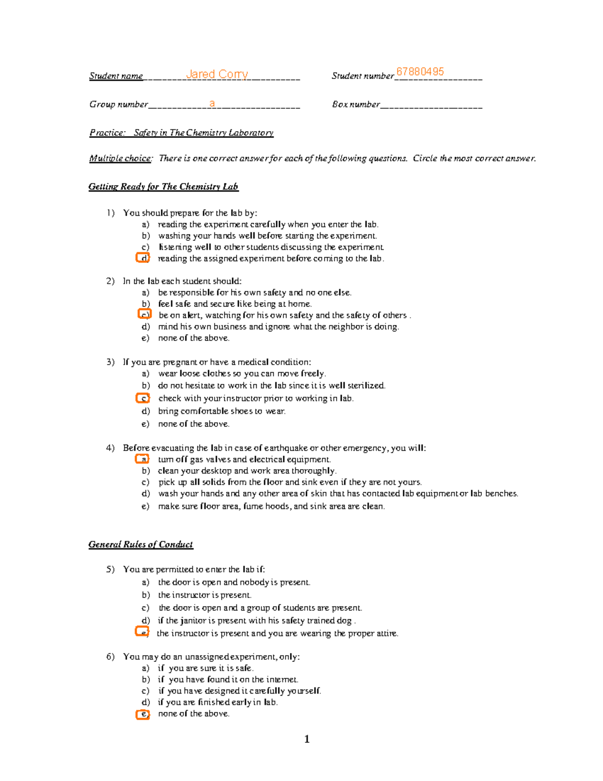 CHE1503 Lab Safety Worksheet: Key Practice Questions and Answers - Studocu
