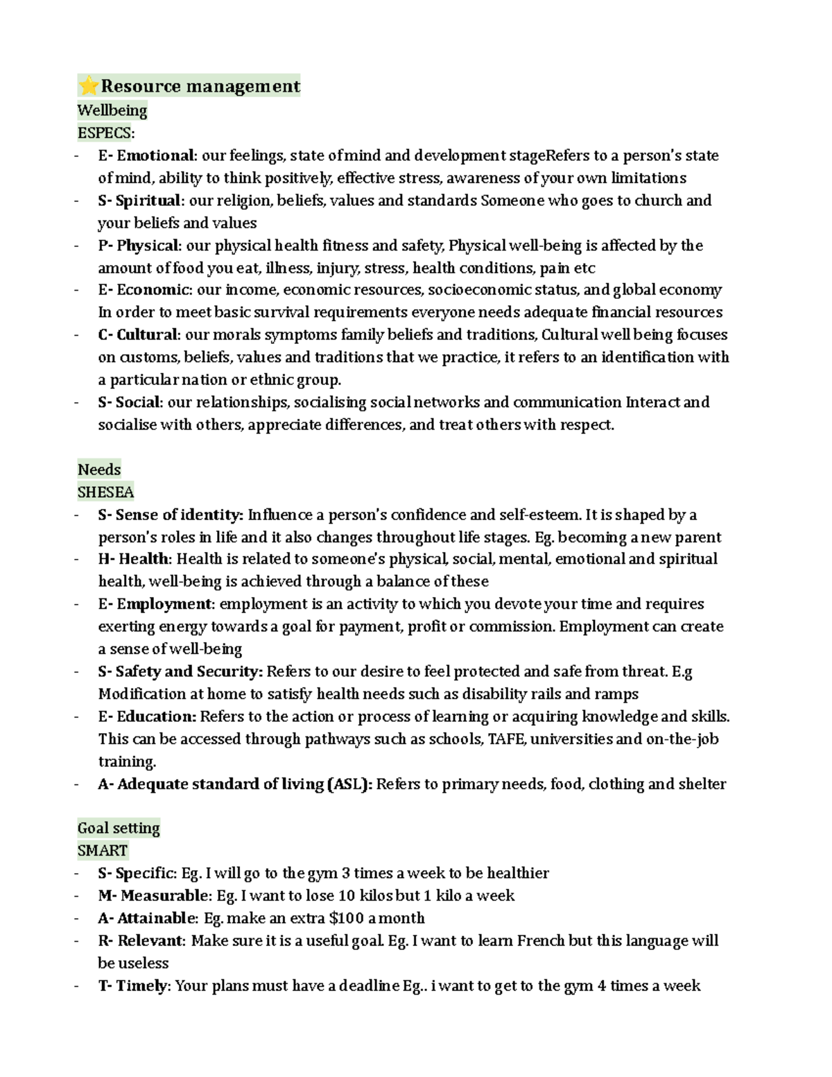 Wellbeing and Resource Management in CAFs: ESPECS Framework Overview ...