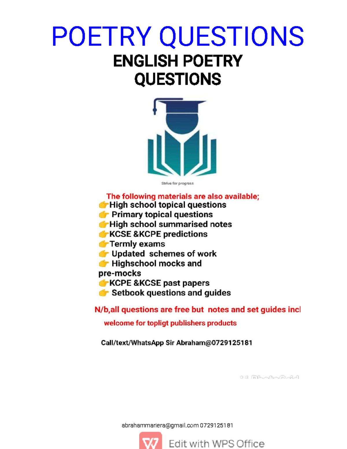 POETRY QUESTIONS: Comprehensive Study Guide for English Literature ...