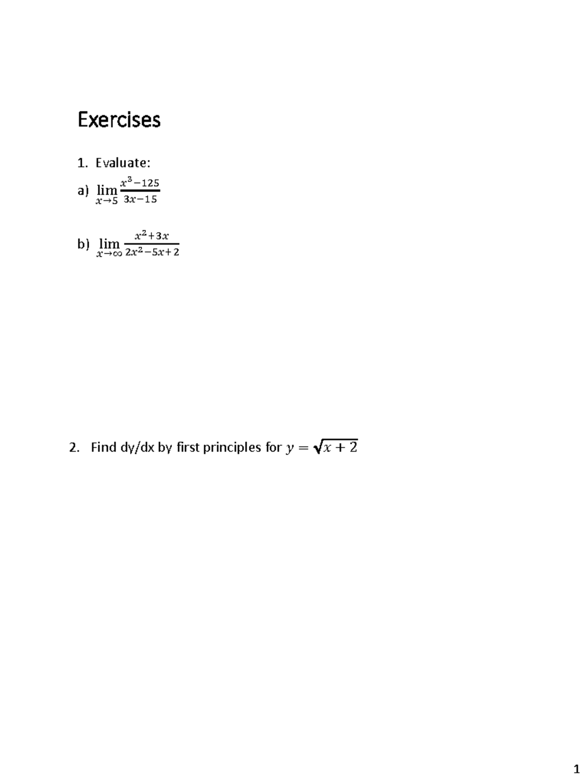Differentiation Rules and Exercises (Unit 4) - Studocu
