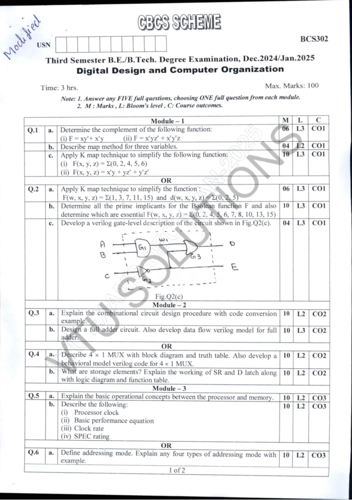 BCS302 Digital Design & Computer Organization Exam Solutions - Studocu