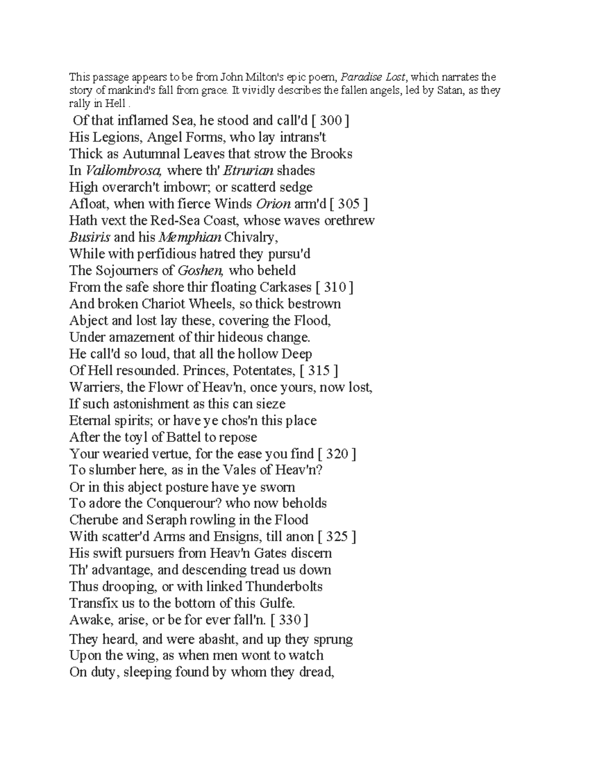 Paradise Lost Notes - Detailed Analysis of the Fallen Angels - Studocu