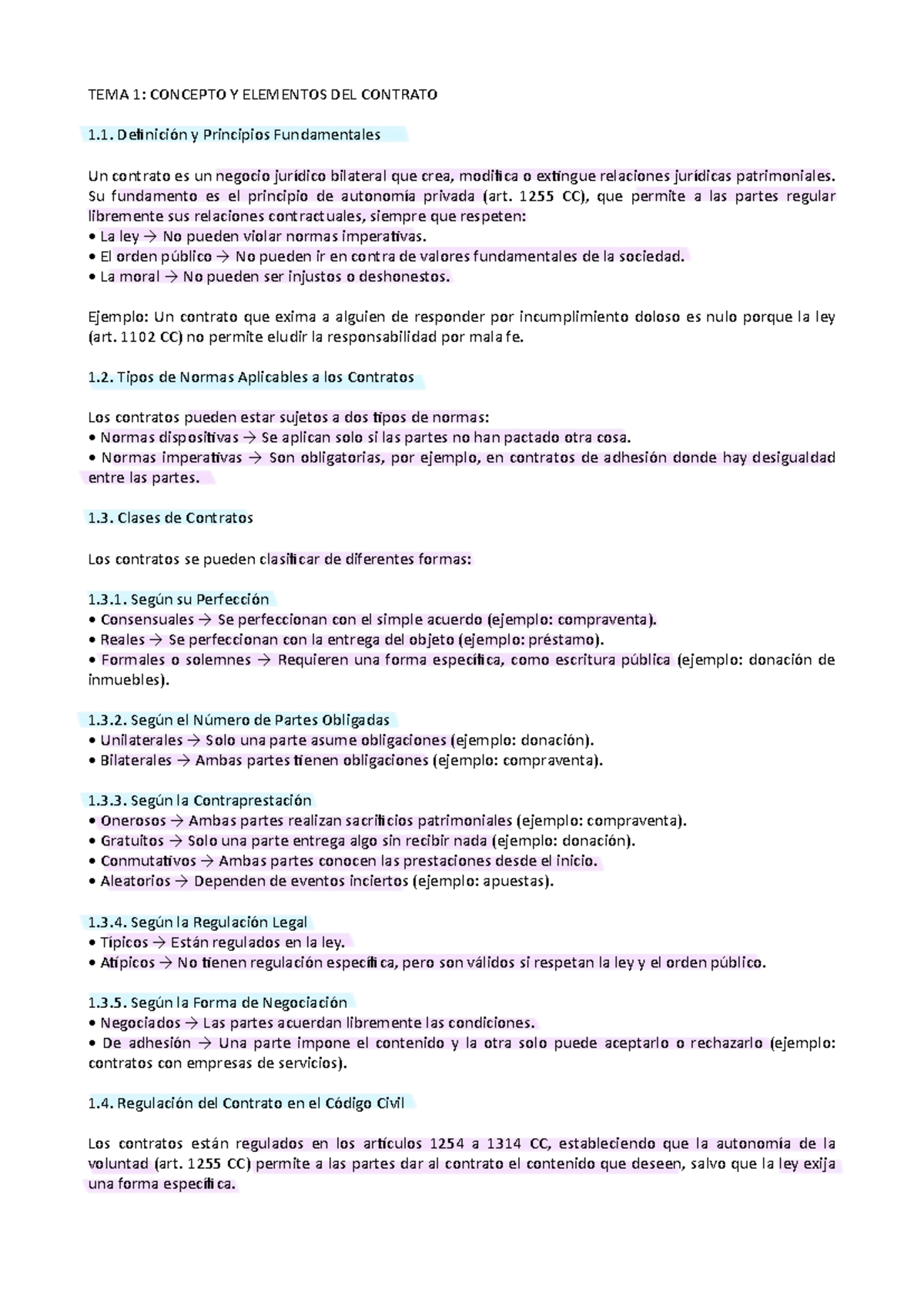 Apuntes de Derecho Civil II: Conceptos y Elementos del Contrato - Studocu