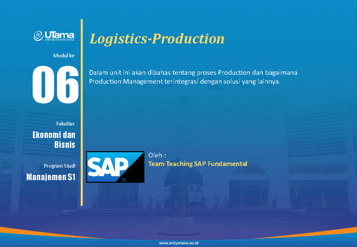 SAP Fundamental: Logistics Production Insights (Bahasa Indonesia) - Studocu