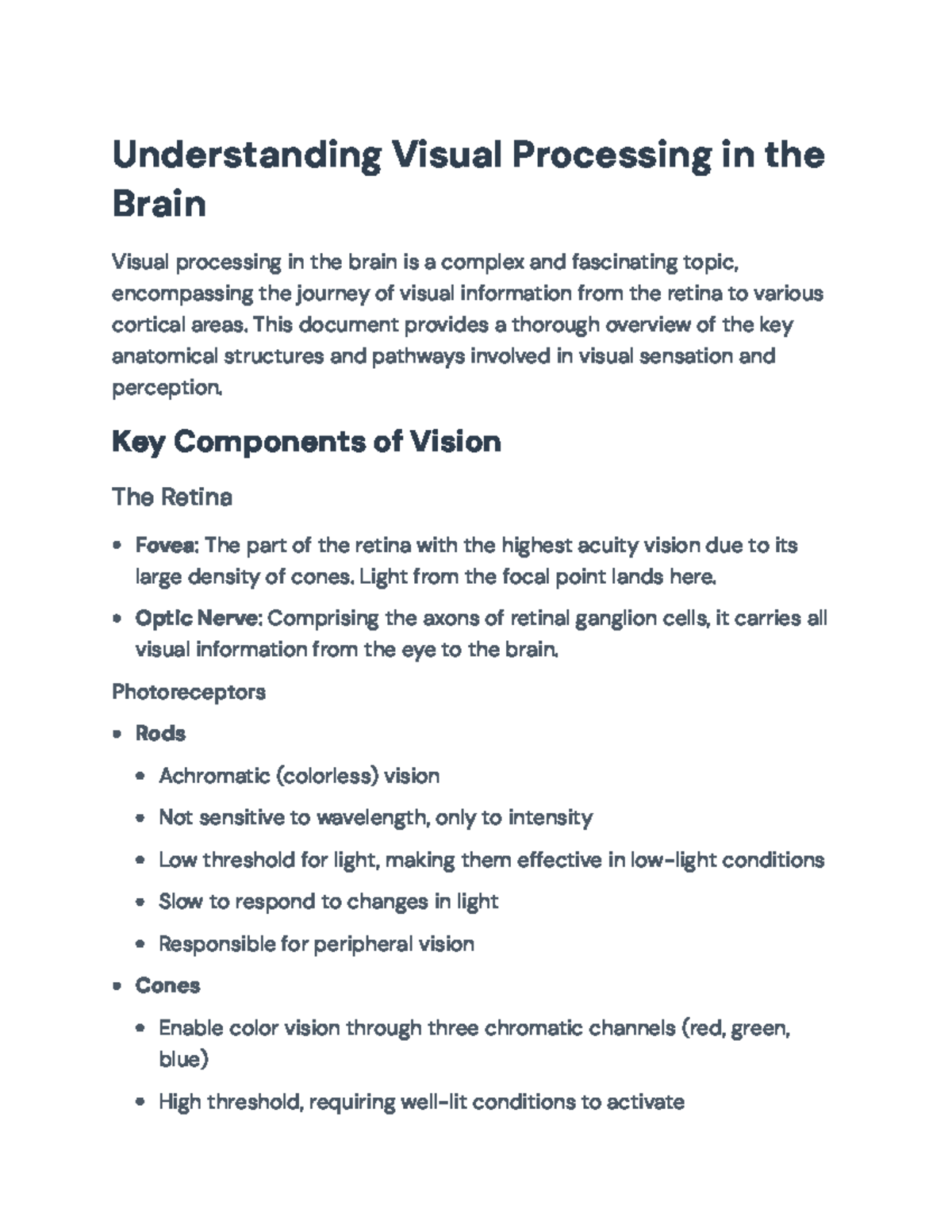 Visual Processing in the Brain: Key Structures & Midterm Review (NEU ...