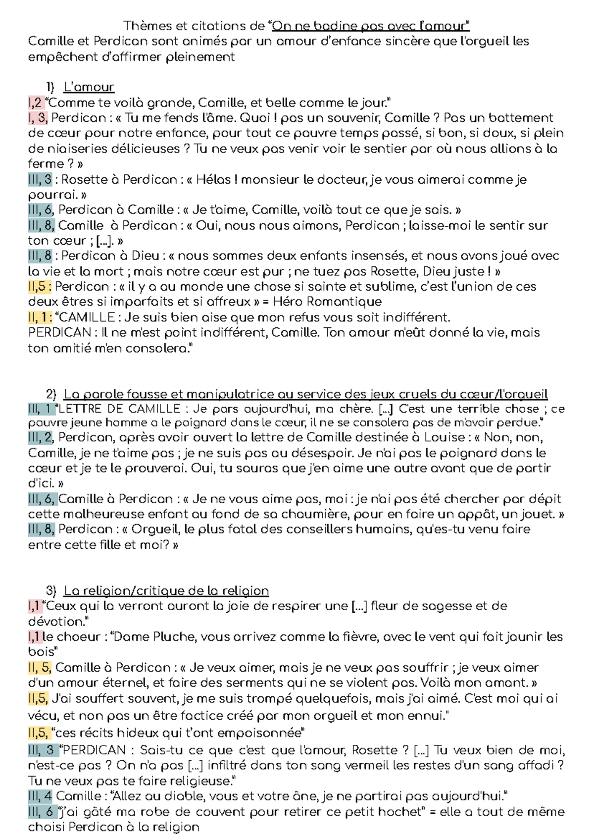 Corrigé de Dissertation : Musset sur "On ne badine pas avec l'amour" - Studocu
