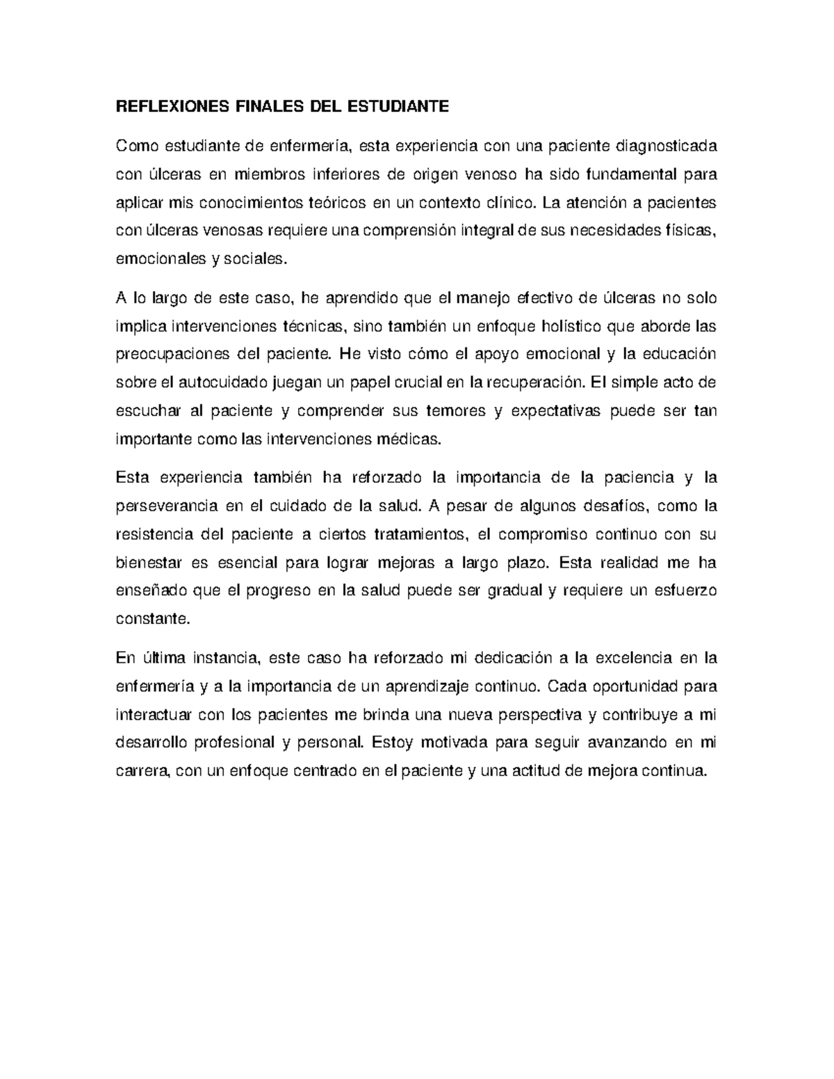 Reflexiones Finales DEL Estudiante - REFLEXIONES FINALES DEL ESTUDIANTE ...