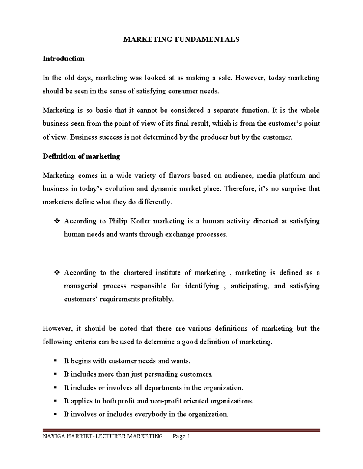 Marketing Fundamentals: Understanding Core Concepts and Strategies - Studocu