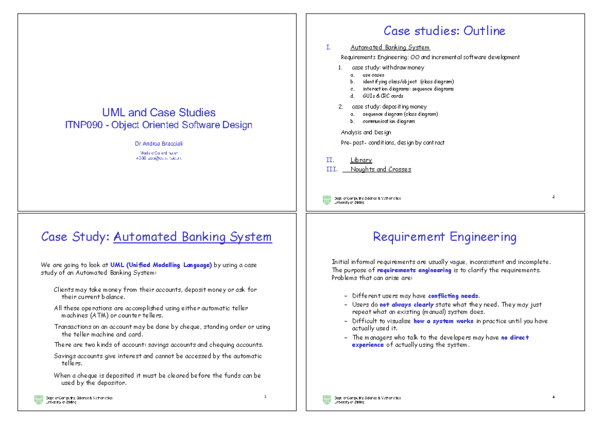 UML case Study- Automated Banking system - UML and Case Studies ITNP090 - Object Oriented ...