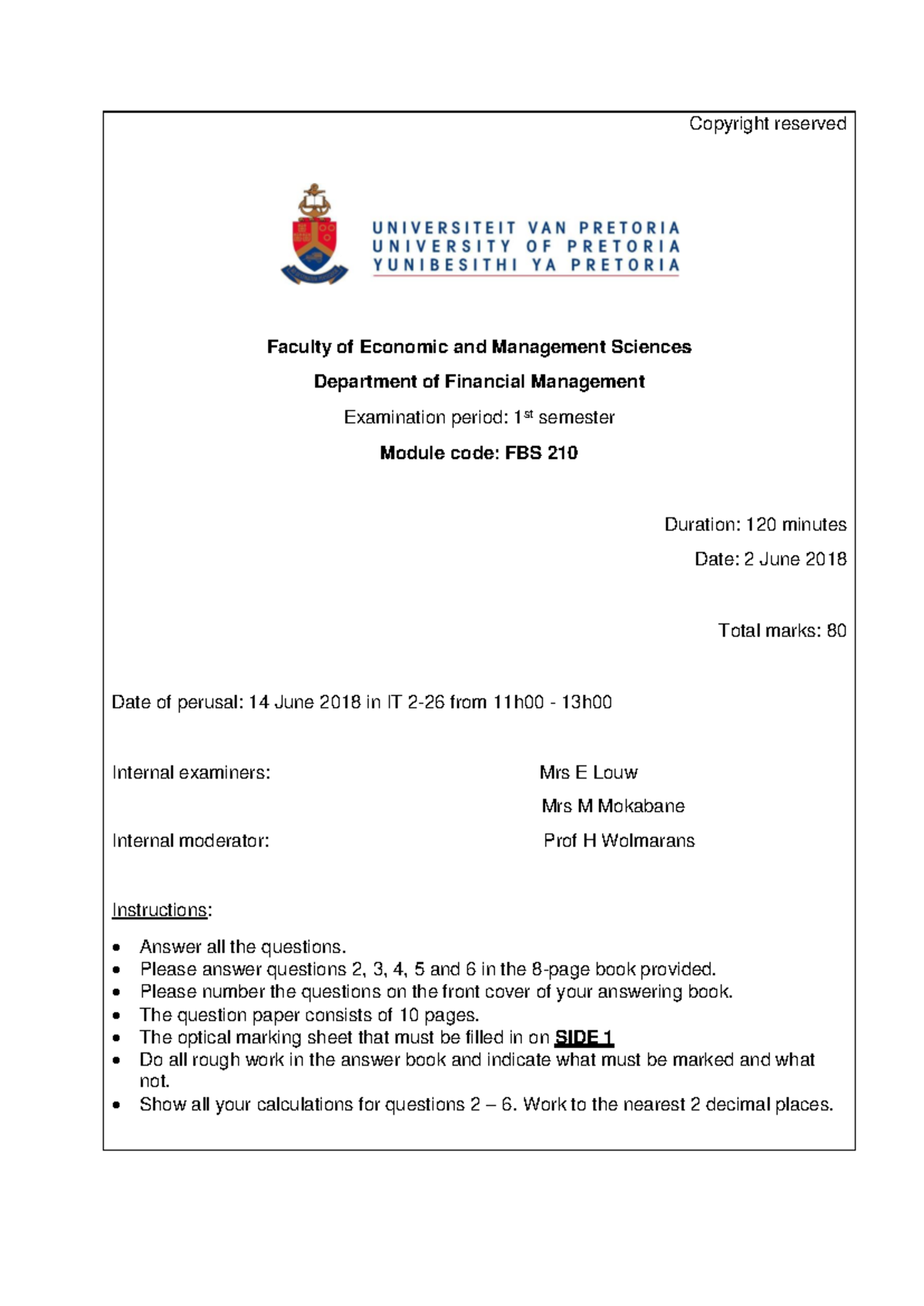 FBS 210 2018 Exam - Comprehensive Practice Questions and Answers - Studocu