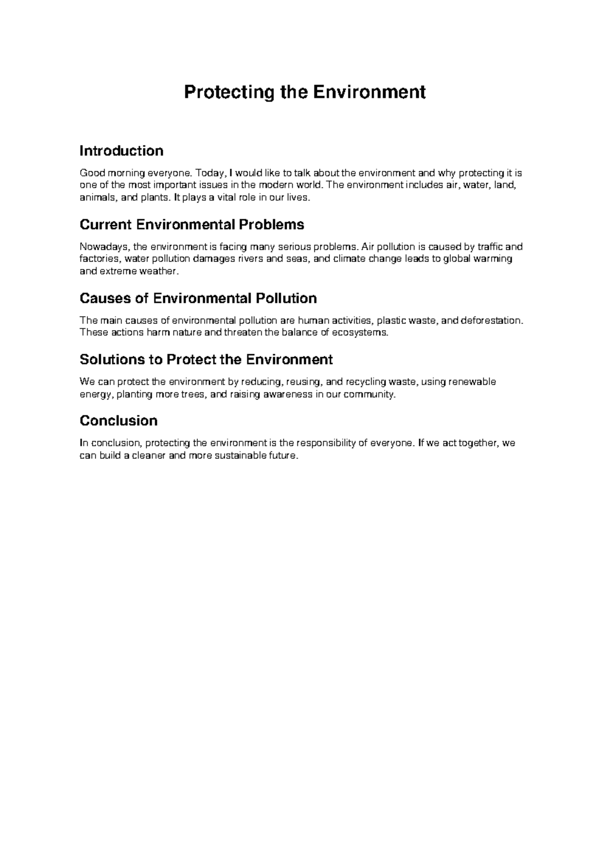 ENV 101: Protecting the Environment Presentation Overview - Studocu