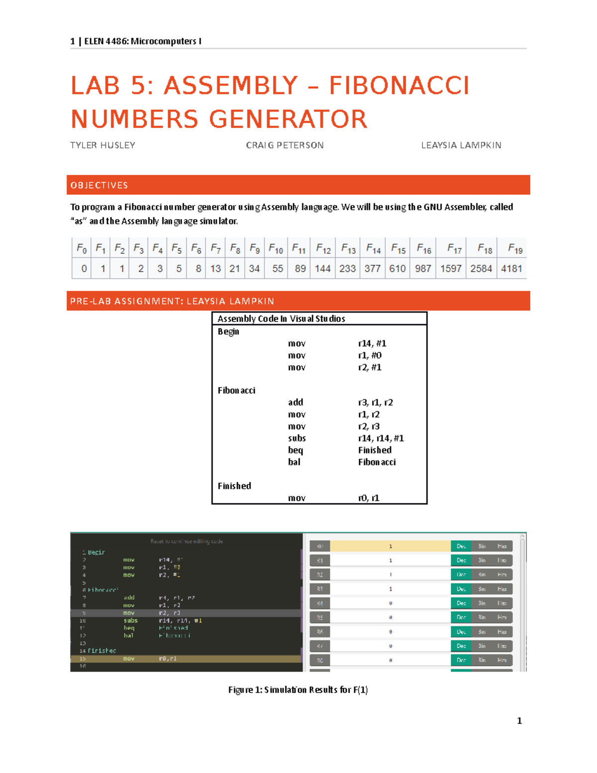 Lab 5: Fibonacci Numbers Generator in Assembly Language - Studocu