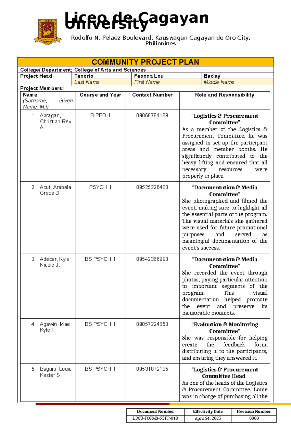 COMMUNITY PROJECT PLAN: MENTAL HEALTH AWARENESS (PSYCH 1C) - Studocu