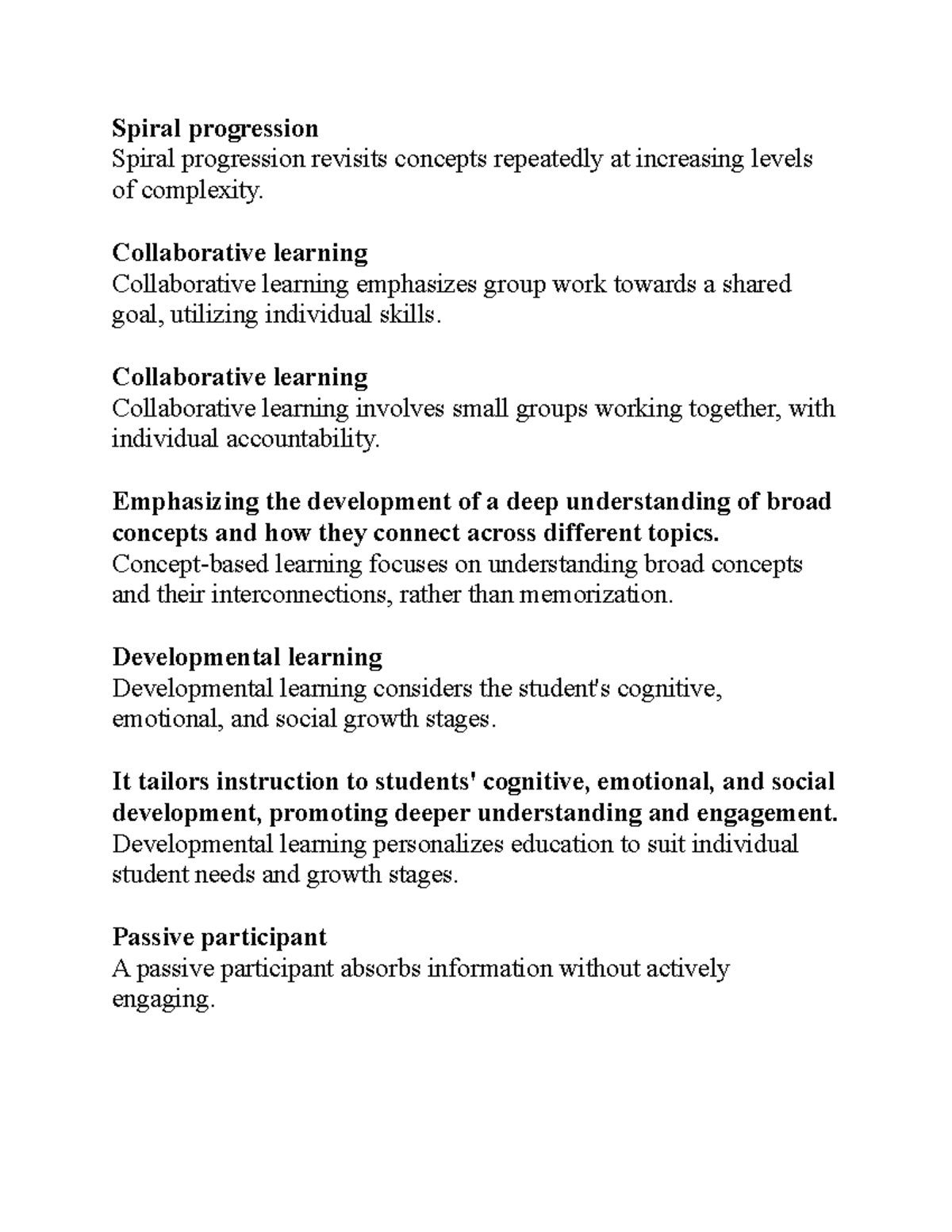 EDU 101: Summary of Key Learning Concepts and Approaches - Studocu