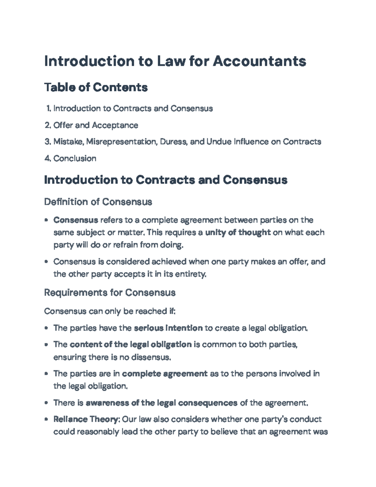 Legal Principles in Contract Formation: Consensus, Offer, and ...
