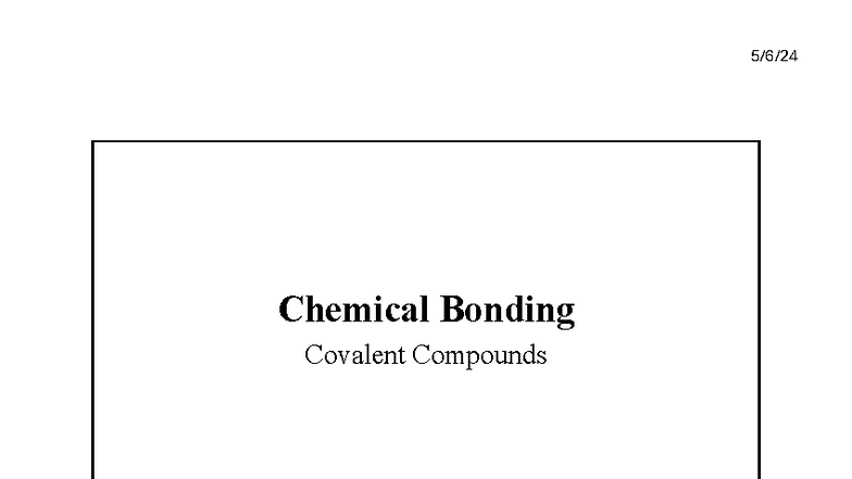 3 - Chemical Bonding: Covalent Compounds Overview and Practice - Studocu