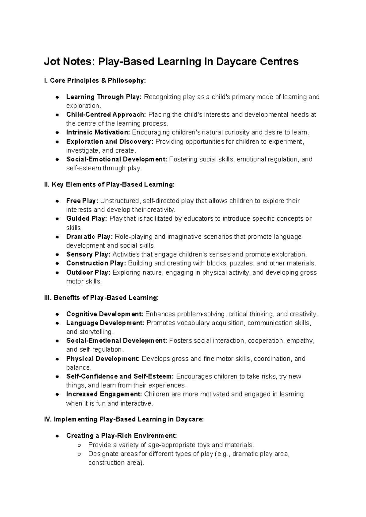 Play-Based Learning in Daycare: Core Principles & Key Elements - Studocu
