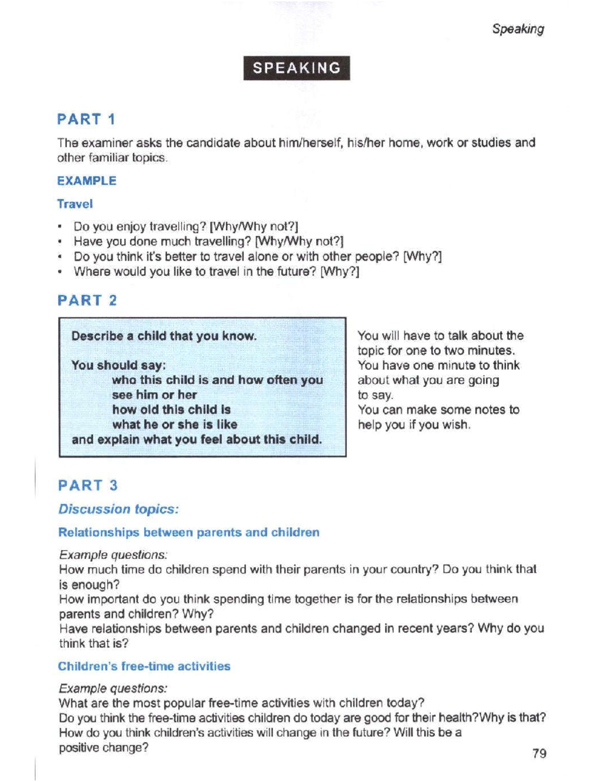 Speaking Test: Part 1, 2 & 3 Overview and Discussion Topics - Studocu