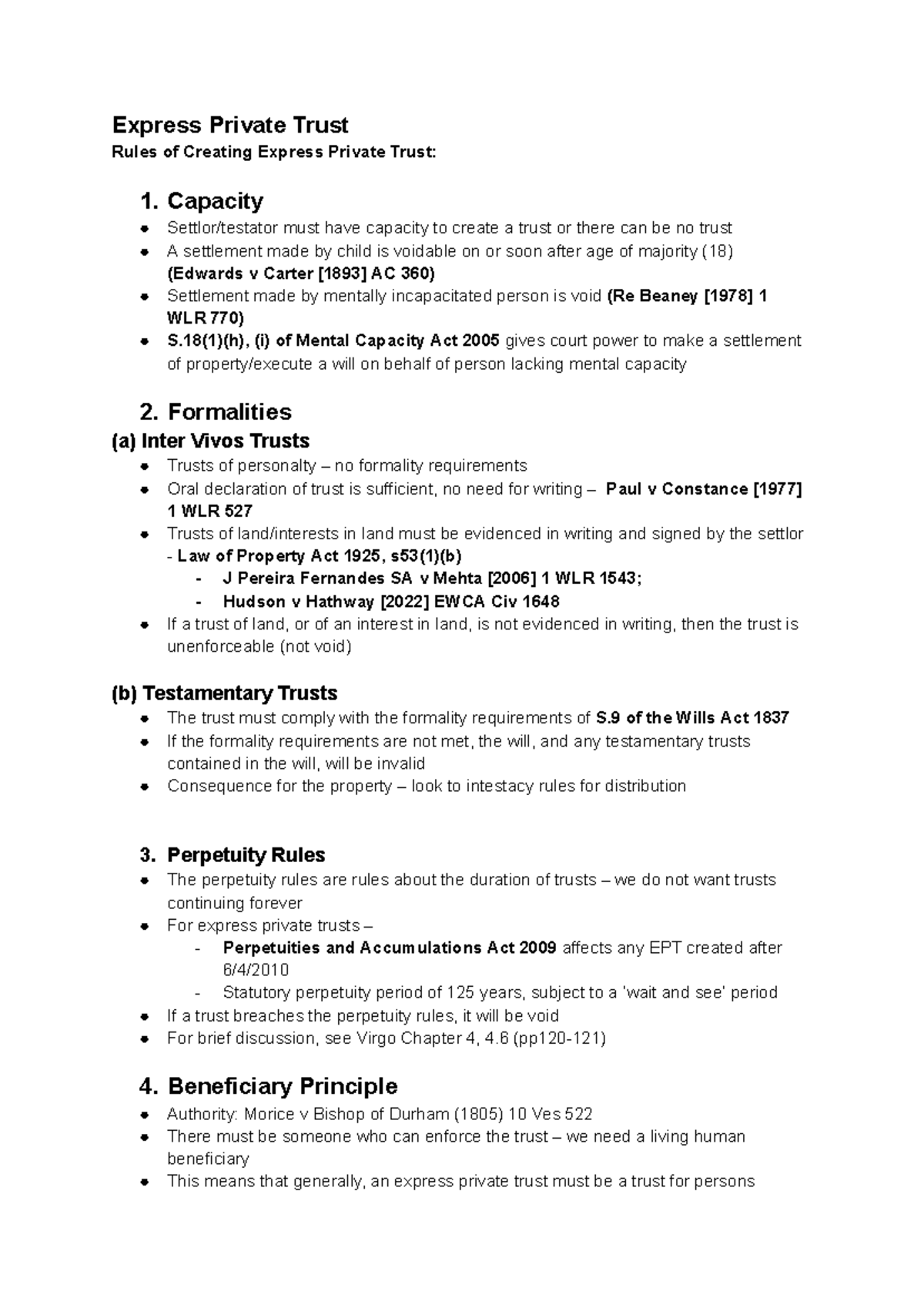 Express Private Trust: Key Rules and Principles Explained - Studocu