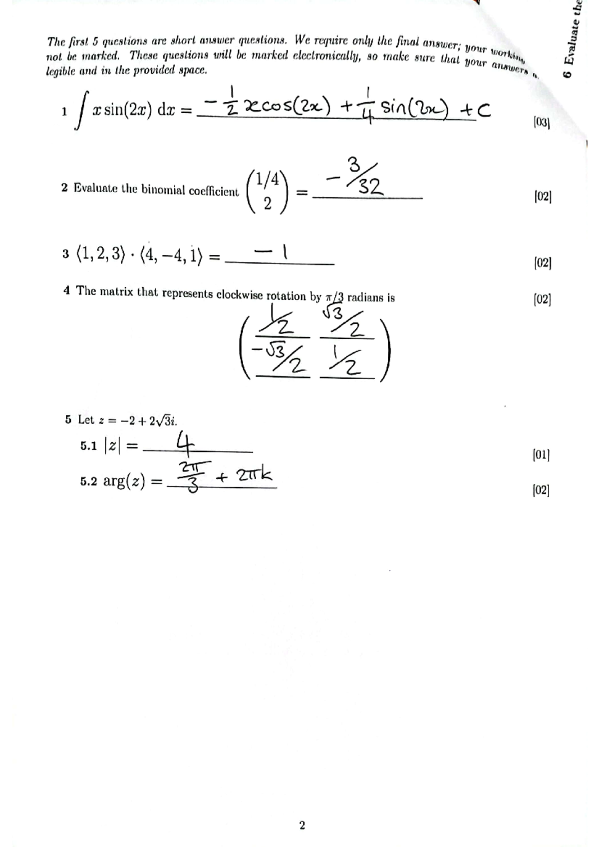 2023 MAM1021S Final Exam Solutions and Short Answer Questions - Studocu