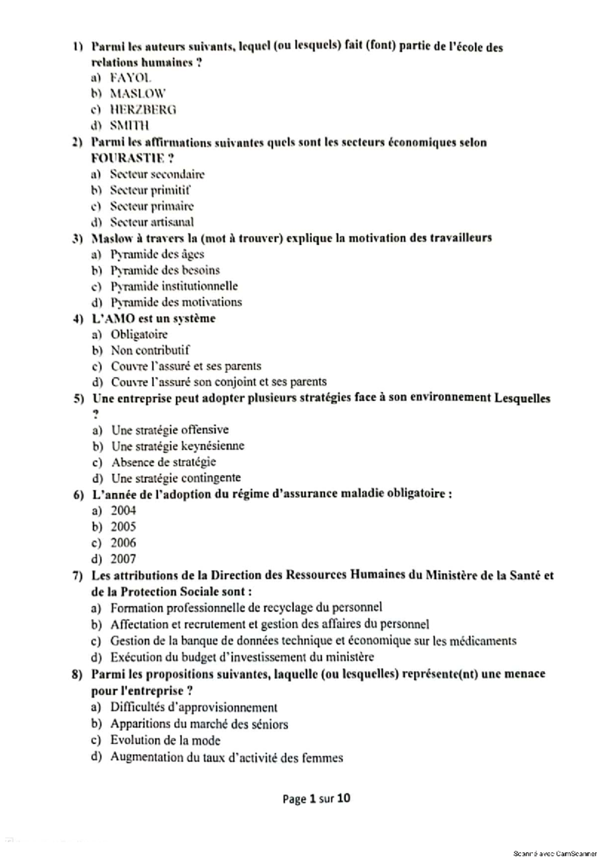 Quiz sur les Relations Humaines et la Santé Publique (RHSP 2024) - Studocu