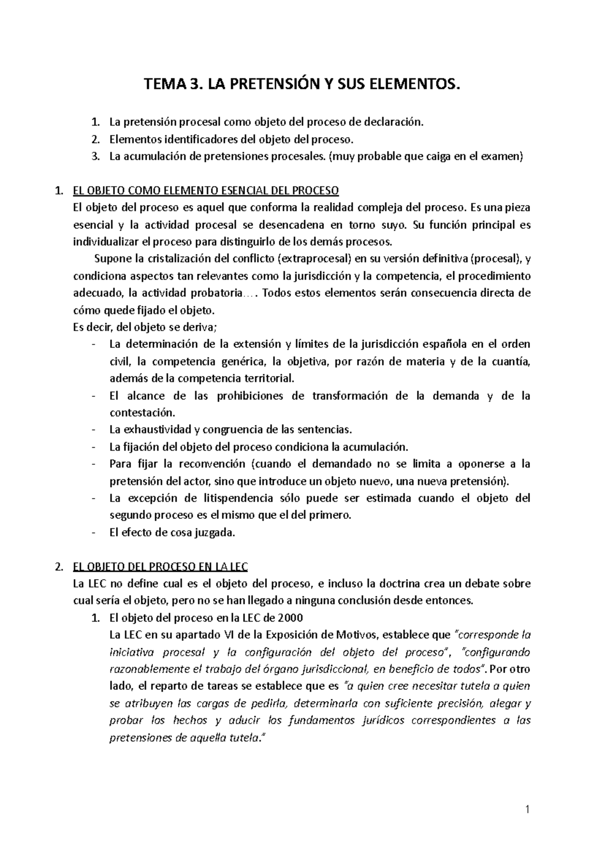 TEMA 3. La pretensión y sus elementos. - TEMA 3. LA PRETENSIÓN Y SUS ...