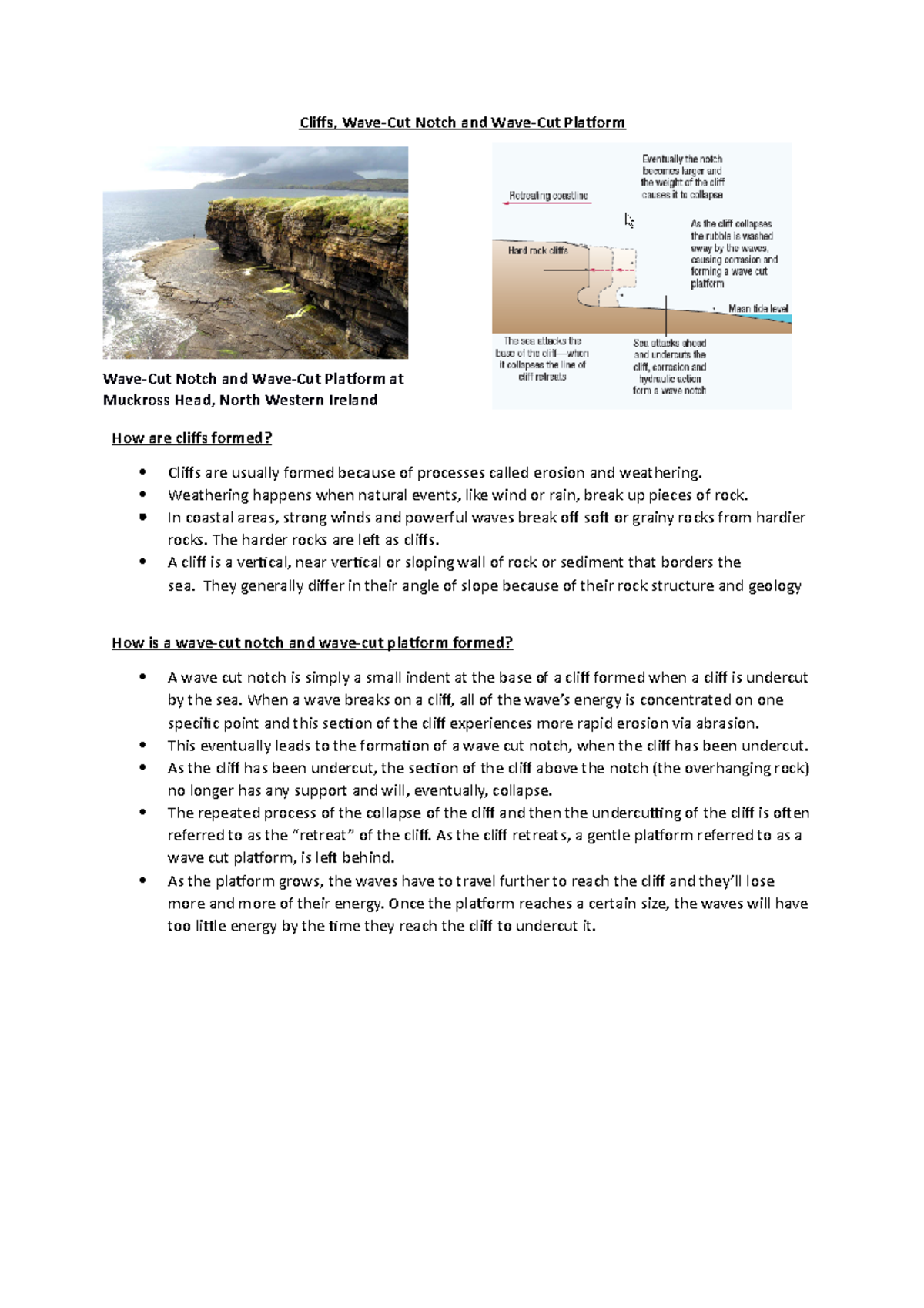 Cliffs and Coastal Erosion: Wave-Cut Notch & Platform Formation - Studocu