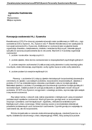 Kwestionariusz OsobowoŚCI Eysencka EPQ - R - KWESTIONARIUSZ OSOBOWOŚCI ...