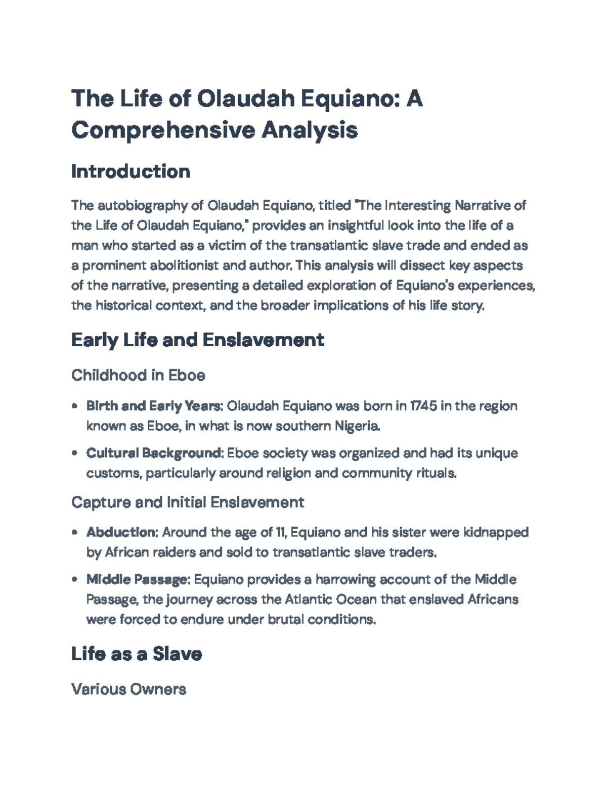 The Life and Impact of Olaudah Equiano: A Comprehensive Analysis ...