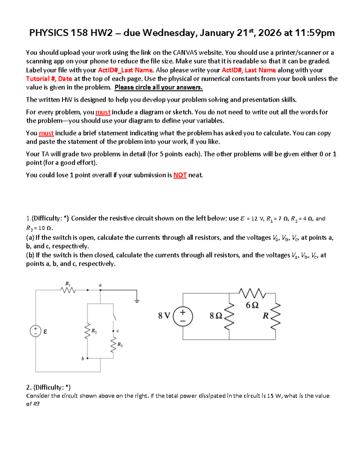 PHYSICS 158 HW2 Guidelines for Submission and Problem Solving - Studocu